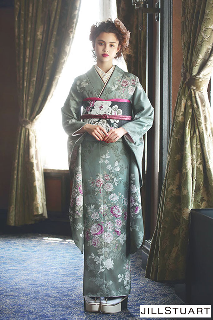 JILLSTUART(ジルスチュアート)振袖 くすみ/モスグリーン アンティーク調 かわいい 今どきの着こなし 【通販可】K626｜成人式振袖・卒業式袴レンタル・前撮りなら【TAKAZEN ...