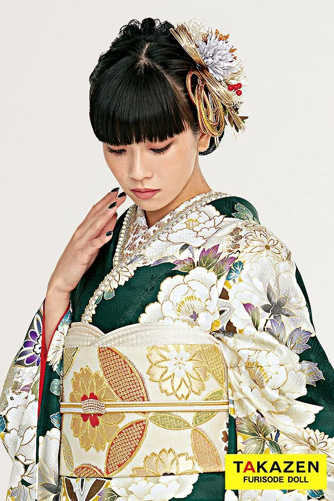 最新作正統派古典 グリーン/白 牡丹柄/和柄 豪華 伝統的な 大人っぽい【通販可】24053｜成人式振袖・卒業式袴レンタル・前撮りなら【TAKAZEN】大阪（梅田・心斎橋・堺）兵庫（神戸三宮 ...